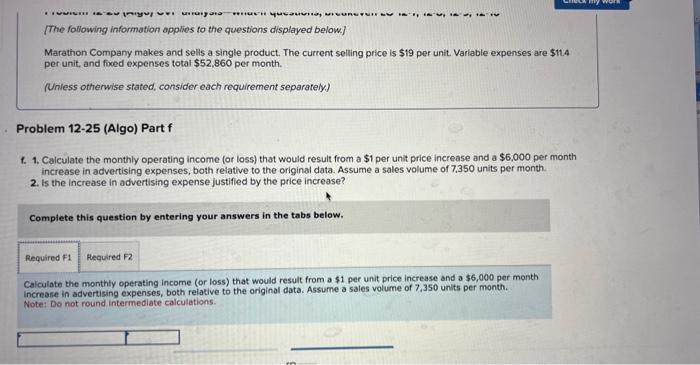 Solved Required information Problem 12-25 (Algo) CVP | Chegg.com