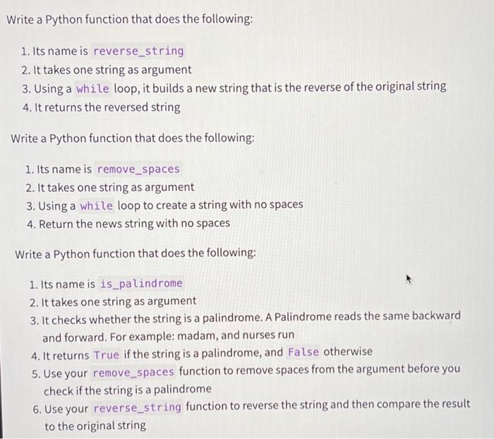 Solved Write A Python Function That Does The Following 1