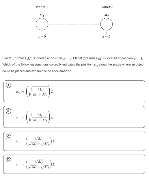 Solved Planet 1 ﻿of mass M1 ﻿is located at position x=0. | Chegg.com