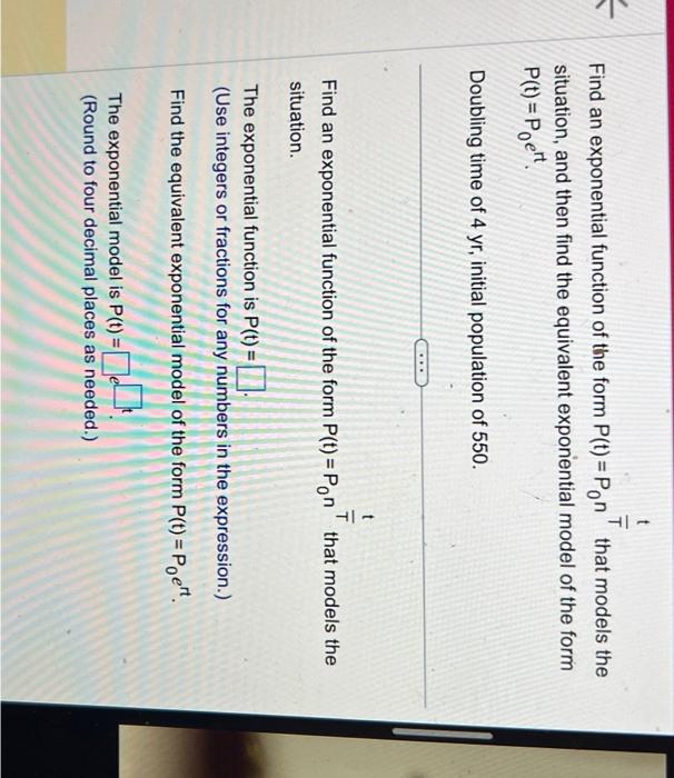 Solved Find an exponential function of the form P(t)=P0n⊤ | Chegg.com