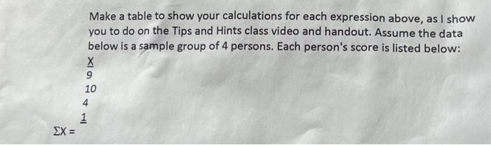Solved Make a table to show your calculations for each | Chegg.com
