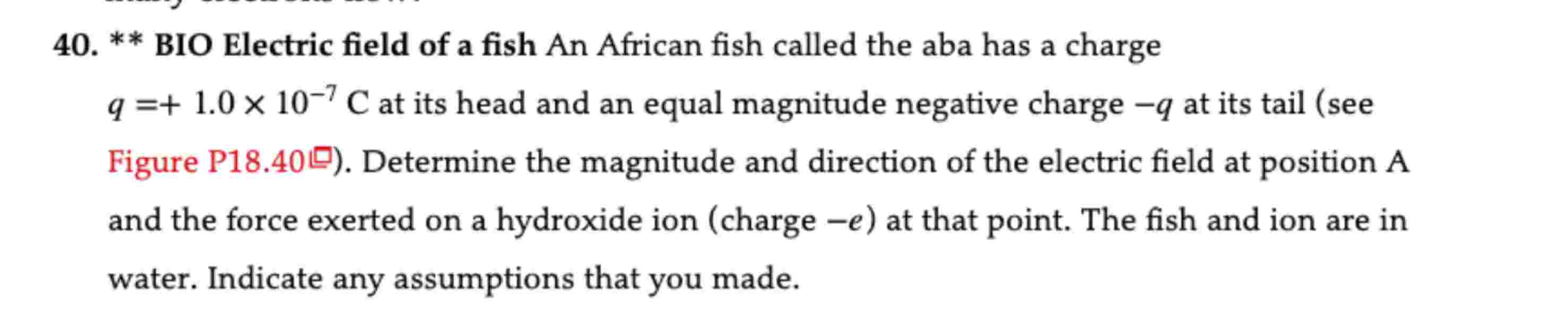 Solved ** ﻿BIO Electric field of ﻿a fish An ﻿African fish | Chegg.com
