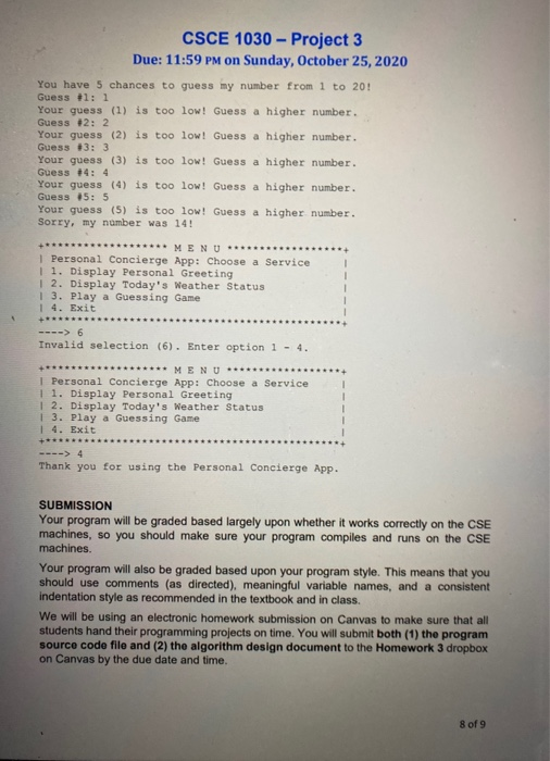 Solved CSCE 1030 - Project 3 Due: 11:59 PM on Sunday, | Chegg.com