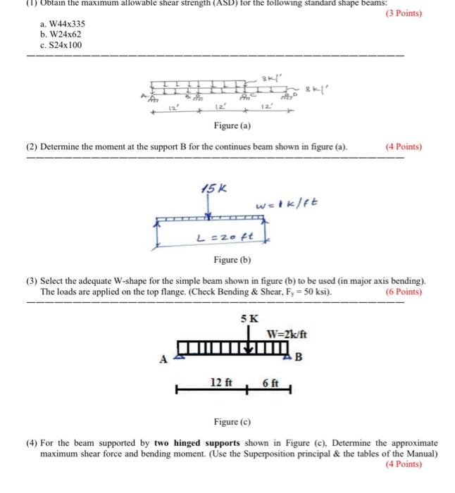 Solved (1) Obtain the maximum allowable shear strength (ASD) | Chegg.com