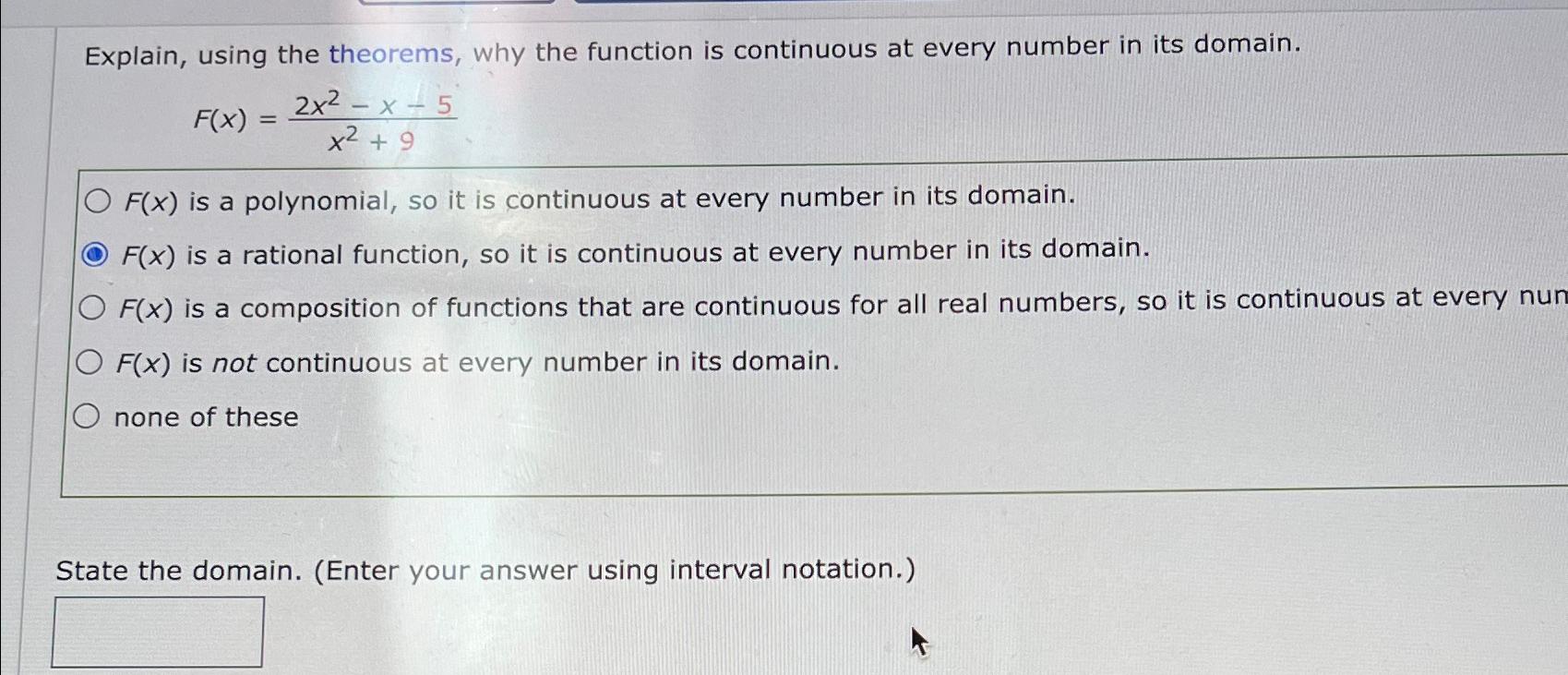 Solved Explain, using the theorems, why the function is | Chegg.com