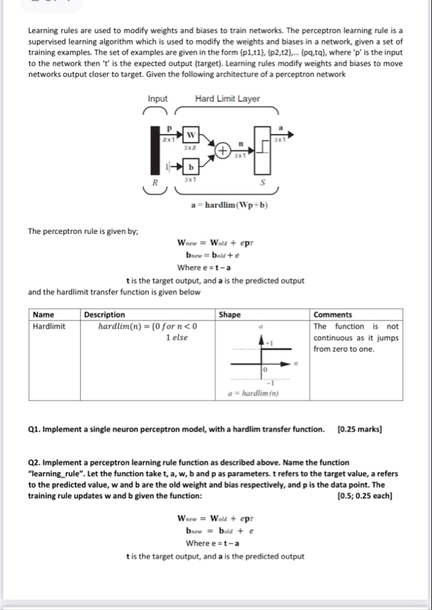 Solved Answer a code Learning rules are used to modify | Chegg.com