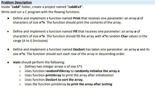 Solved Problem Description Write and run a C program with | Chegg.com