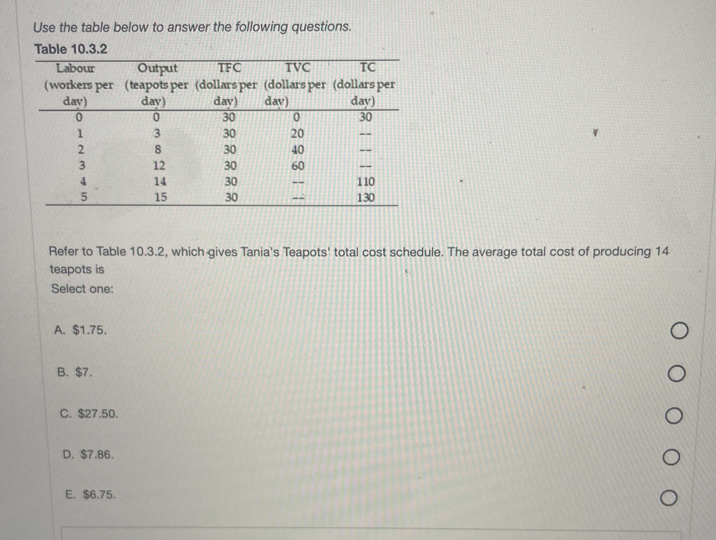 Solved Use the table below to answer the following | Chegg.com