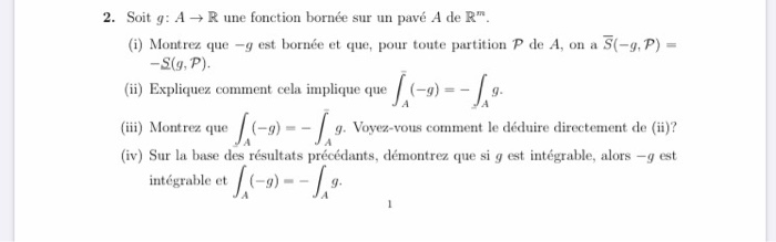 2. Soit g: A + Rune fonction bornée sur un pavé A de | Chegg.com