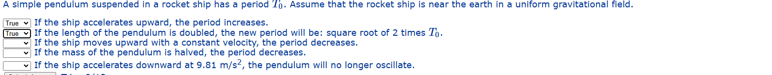 Solved A simple pendulum suspended in ﻿a rocket ship has a | Chegg.com