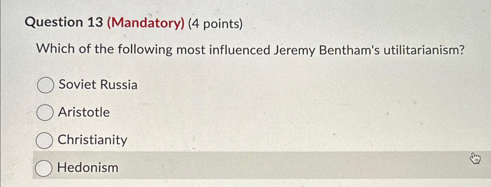 Solved Question 13 (Mandatory) (4 ﻿points)Which of the | Chegg.com