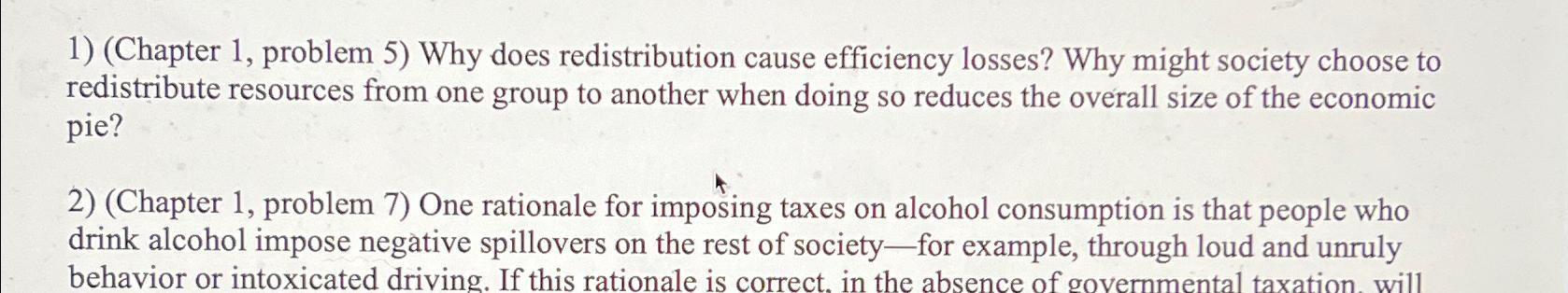 Solved (Chapter 1, ﻿problem 5) ﻿Why does redistribution | Chegg.com