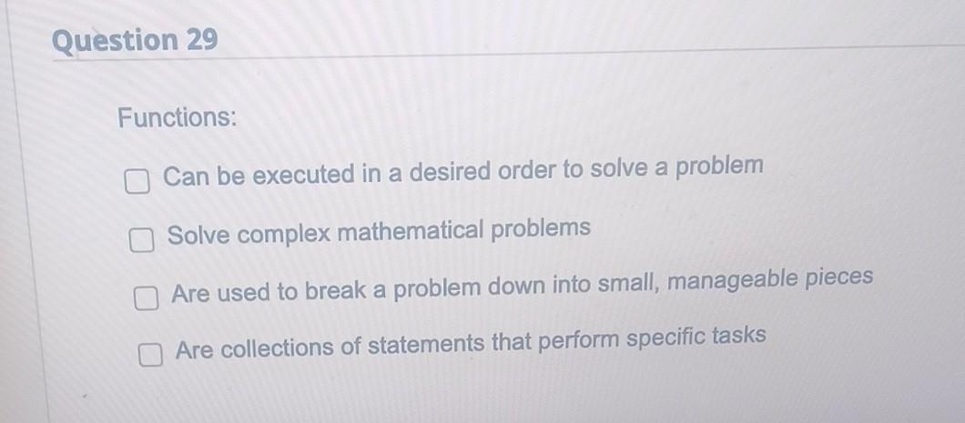 Solved Functions: Can be executed in a desired order to | Chegg.com