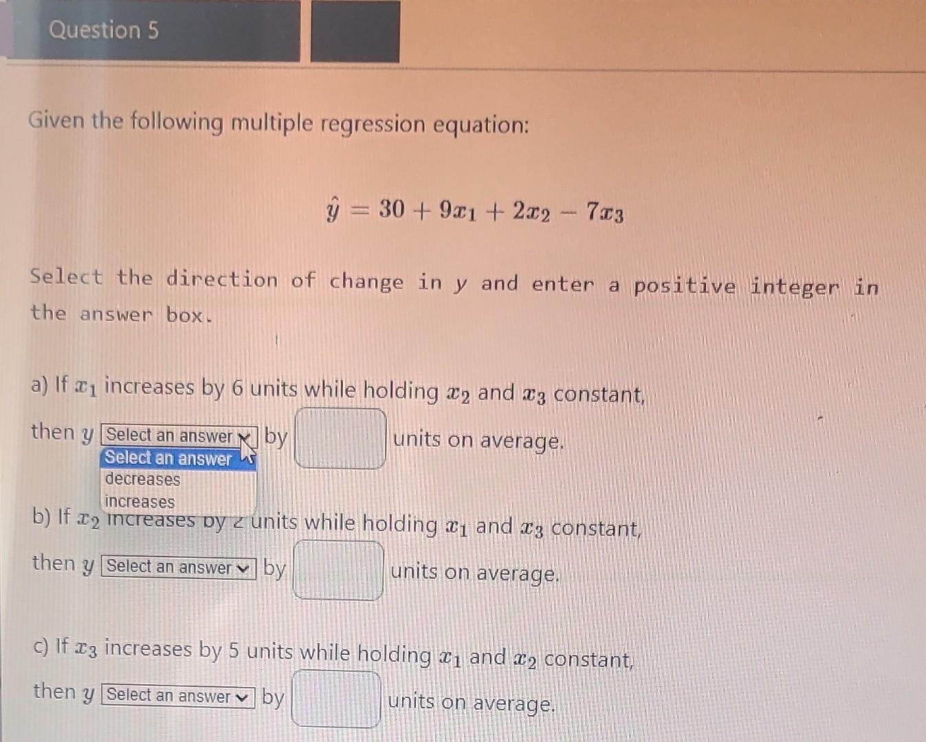 Solved Given the following multiple regression equation: | Chegg.com