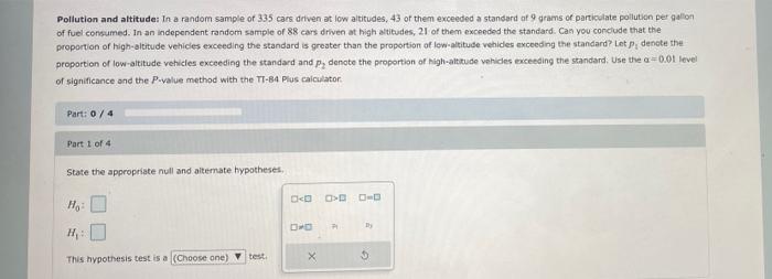 Solved Pollution and altitude: In a random sample of 335 | Chegg.com