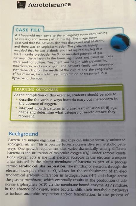 Solved Aerotolerance Your Results and Observations Draw or | Chegg.com