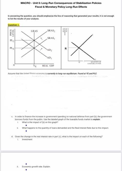 MACRO - Unit 5: Long-Run Consequences of | Chegg.com