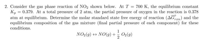Solved 2. Consider the gas phase reaction of NO2 shown | Chegg.com
