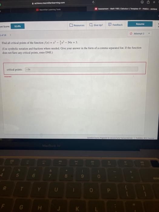 Solved Find All Critical Points Of The Function F X X−6−x−7