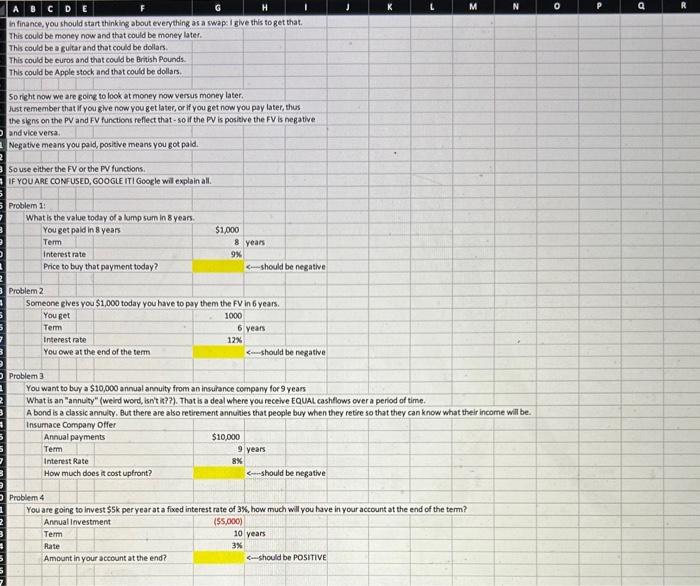 Solved Financial Functions Exercise PV FV Pva Fva NPV IRRin | Chegg.com