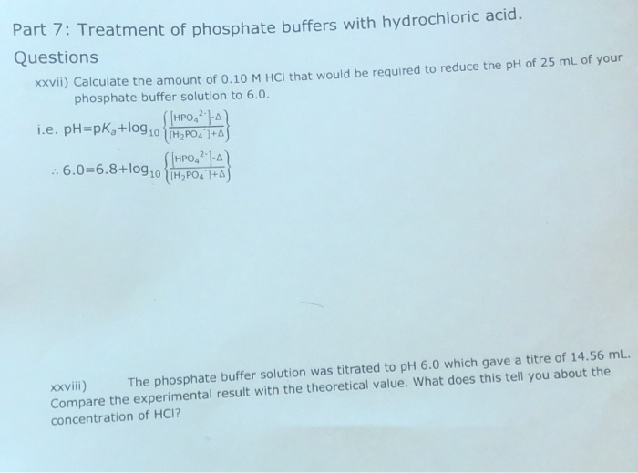 Part 7: Treatment of phosphate buffers with | Chegg.com