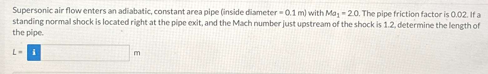 Solved Supersonic air flow enters an adiabatic, constant | Chegg.com