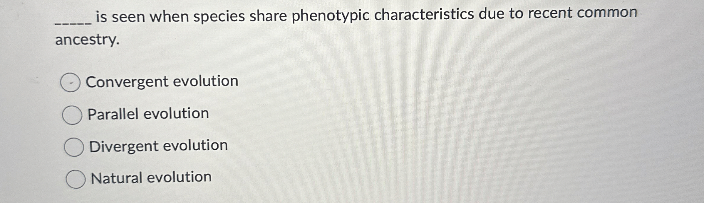 Solved is seen when species share phenotypic characteristics | Chegg.com