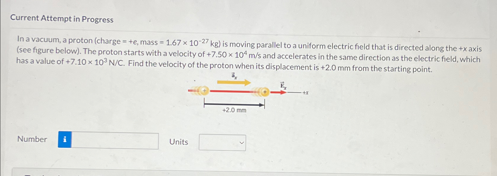 Solved Current Attempt in ProgressIn a vacuum, a proton | Chegg.com