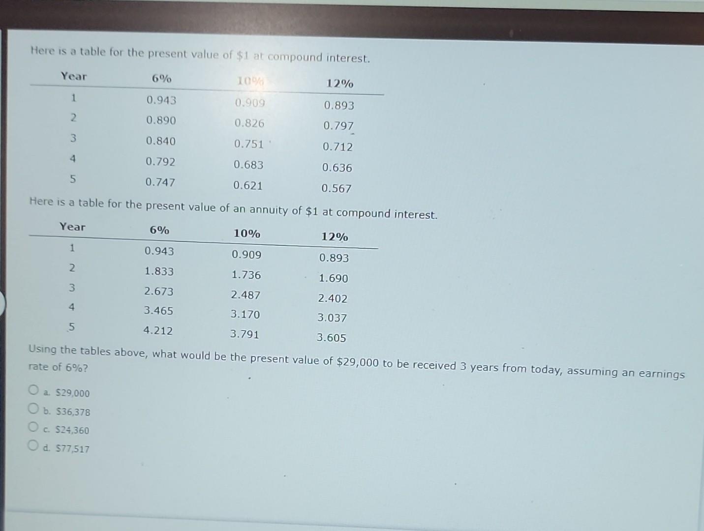 Solved Here is a table for the present value of $1 at | Chegg.com