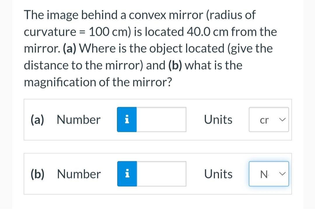The image behind a convex mirror (radius of curvature | Chegg.com
