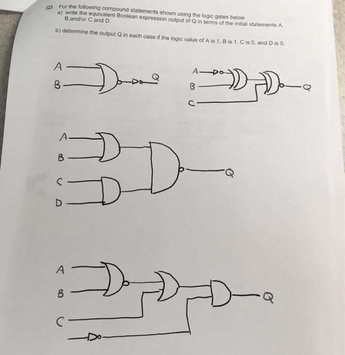 Solved (2) For the following compound statements shown using | Chegg.com