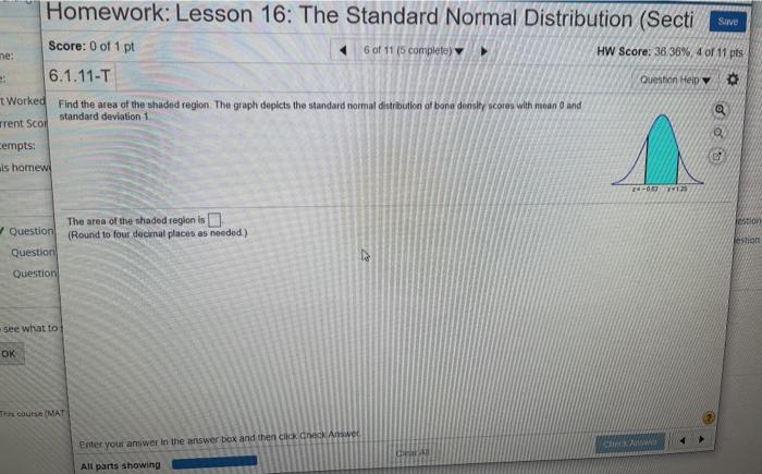 Solved Homework: Lesson 16: The Standard Normal Distribution | Chegg.com
