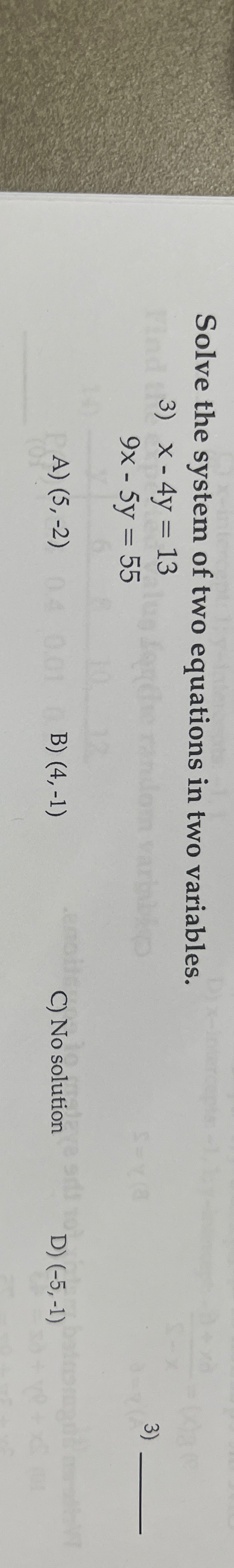 Solved Solve the system of two equations in two | Chegg.com