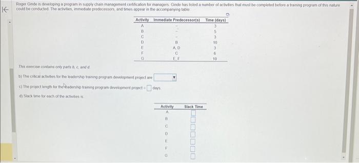 Solved Thes euercise contans ony pars b e and d b) The | Chegg.com