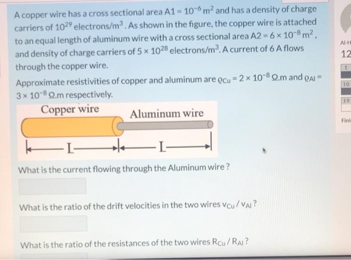 Solved AHHH 12 1 10 A copper wire has a cross sectional area | Chegg.com