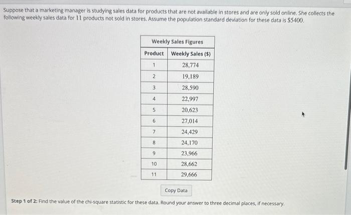 Solved Suppose that a marketing manager is studying sales | Chegg.com