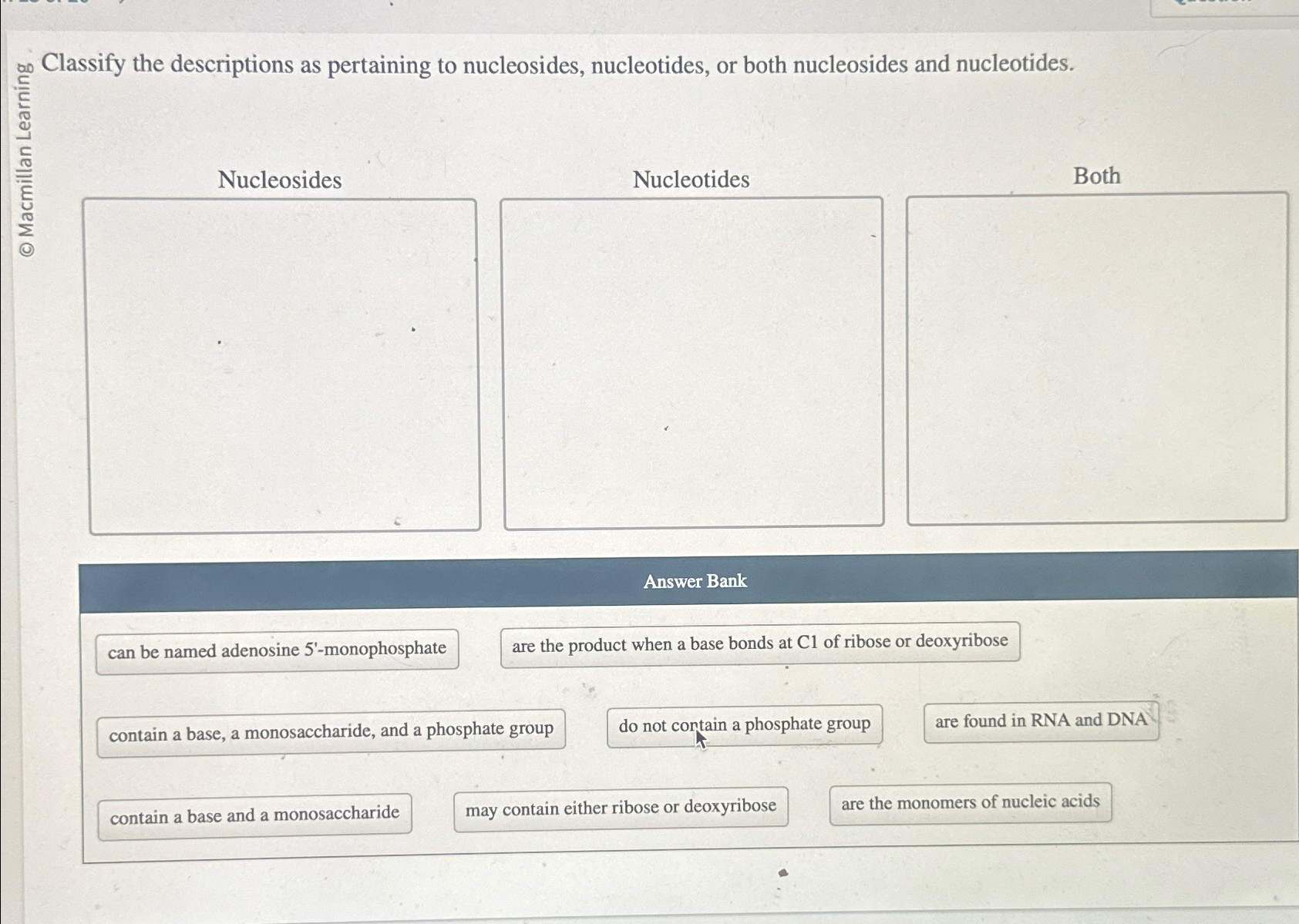 Solved Classify the descriptions as pertaining to | Chegg.com