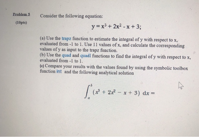 Solved Problem 5 (10pts) Consider the following equation: y | Chegg.com