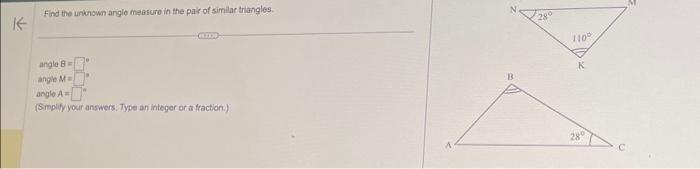 Solved K Find the unknown angle measure in the pair of | Chegg.com