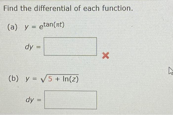 Solved Find the differential of each function. (a) y = | Chegg.com