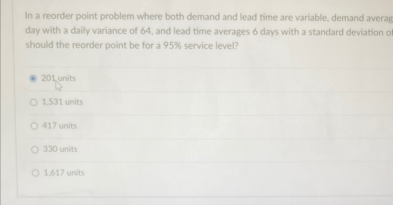 Solved In a reorder point problem where both demand and lead | Chegg.com