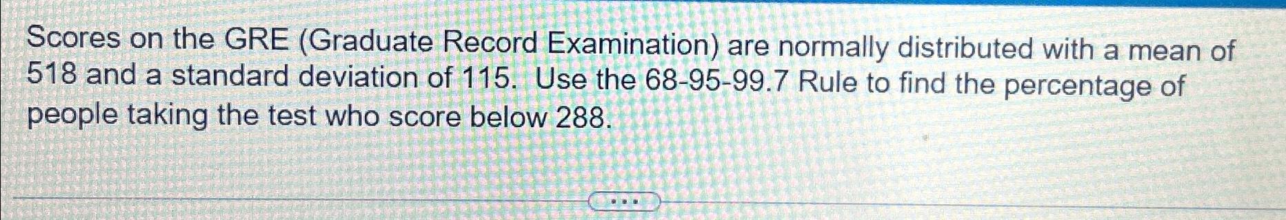 Solved Scores on the GRE (Graduate Record Examination) ﻿are | Chegg.com