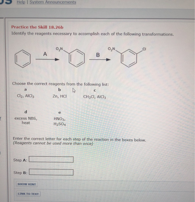 Solved practice the skill 18.26bidentify the reagant | Chegg.com