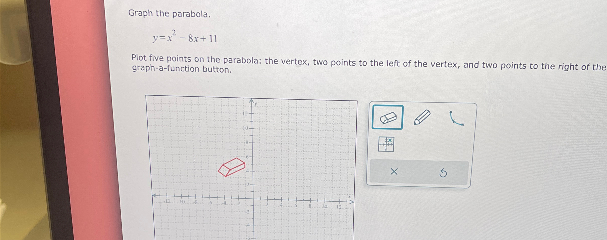 Solved Graph the parabola.y=x2-8x+11Plot five points on the | Chegg.com