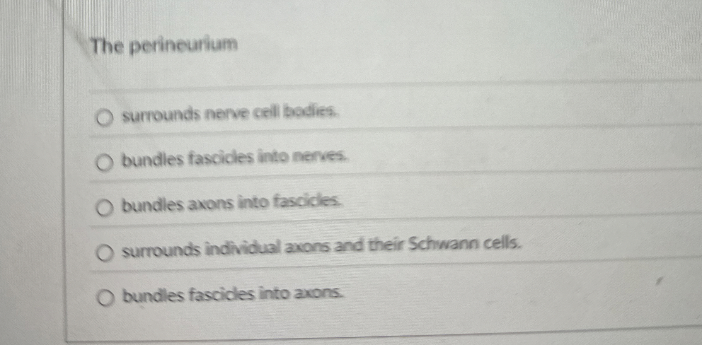 Solved The perineuriumsurrounds nerve ceil bodies.bundles | Chegg.com