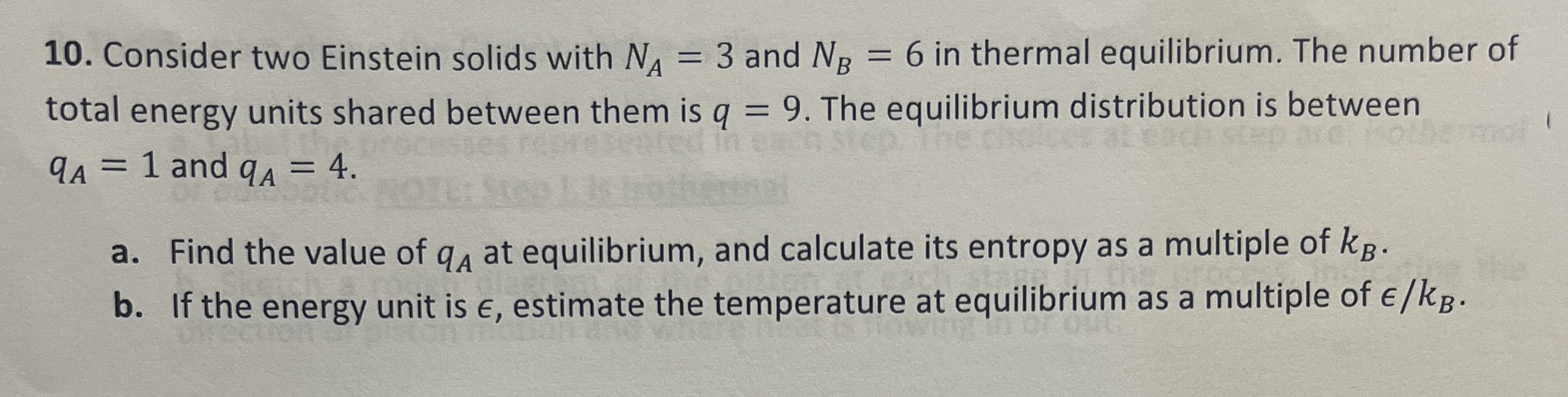 Solved Consider two Einstein solids with NA=3 ﻿and NB=6 ﻿in | Chegg.com
