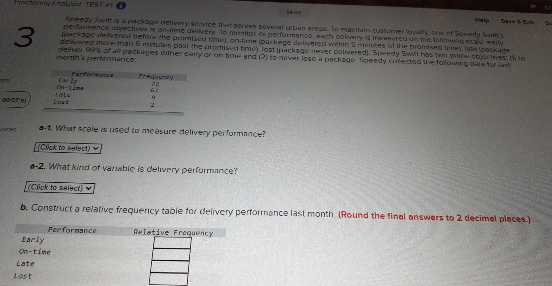 Solved Proctoring Enabled. TEST #1 0 Saved Help Save & Exit | Chegg.com