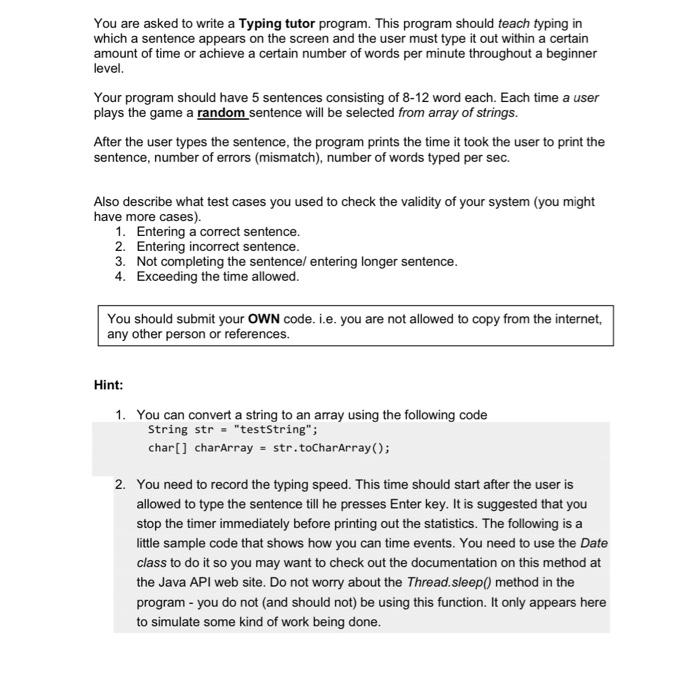 Solved You are asked to write a Typing tutor program. This | Chegg.com