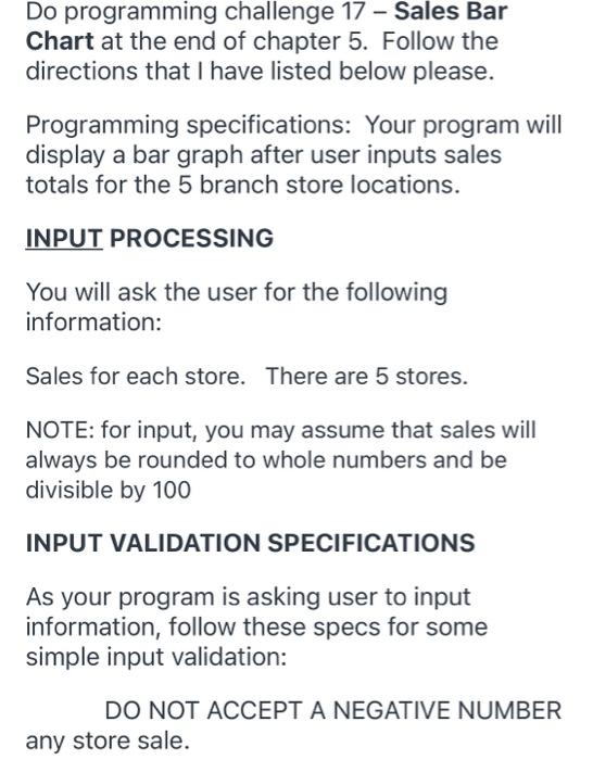 Solved Do programming challenge 17 - Sales Bar Chart at the | Chegg.com