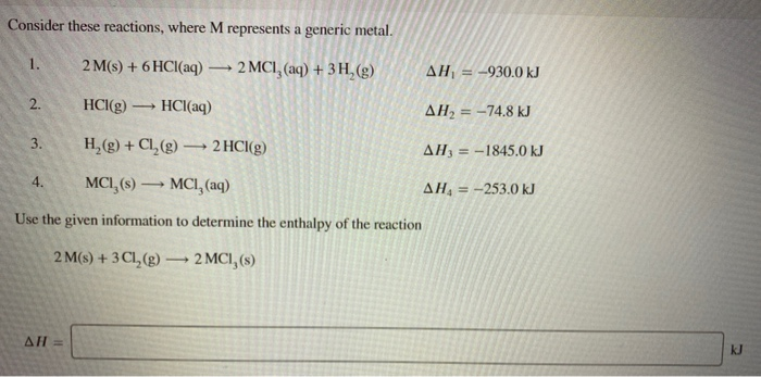 Solved Consider these reactions, where M represents a | Chegg.com